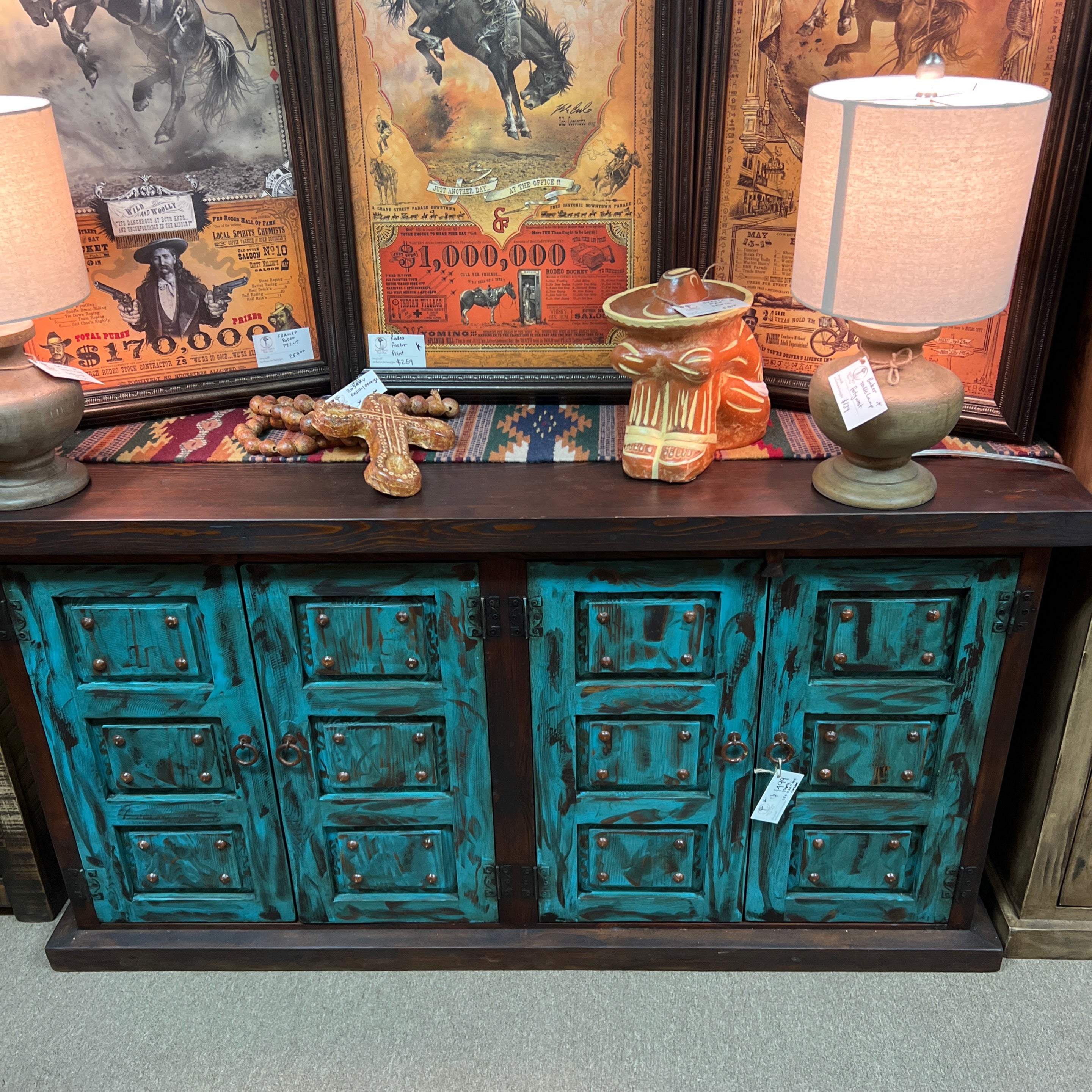 5 Foot Turquoise Hutch | Agave Ranch