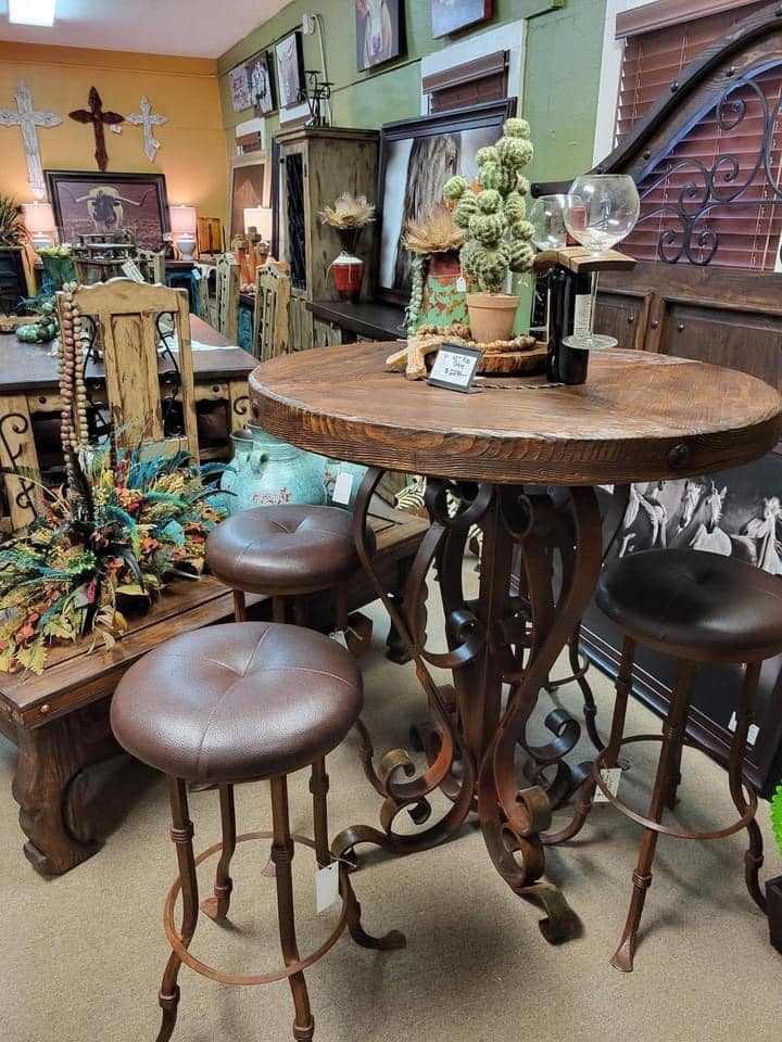 Iron & Reclaimed Wood Pub Table | Agave Ranch