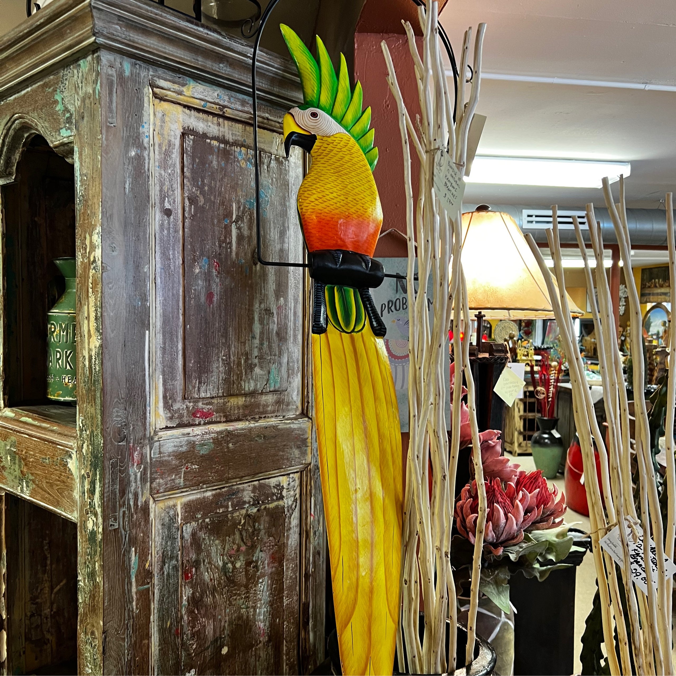 Wood Hanging Parrot | Agave Ranch