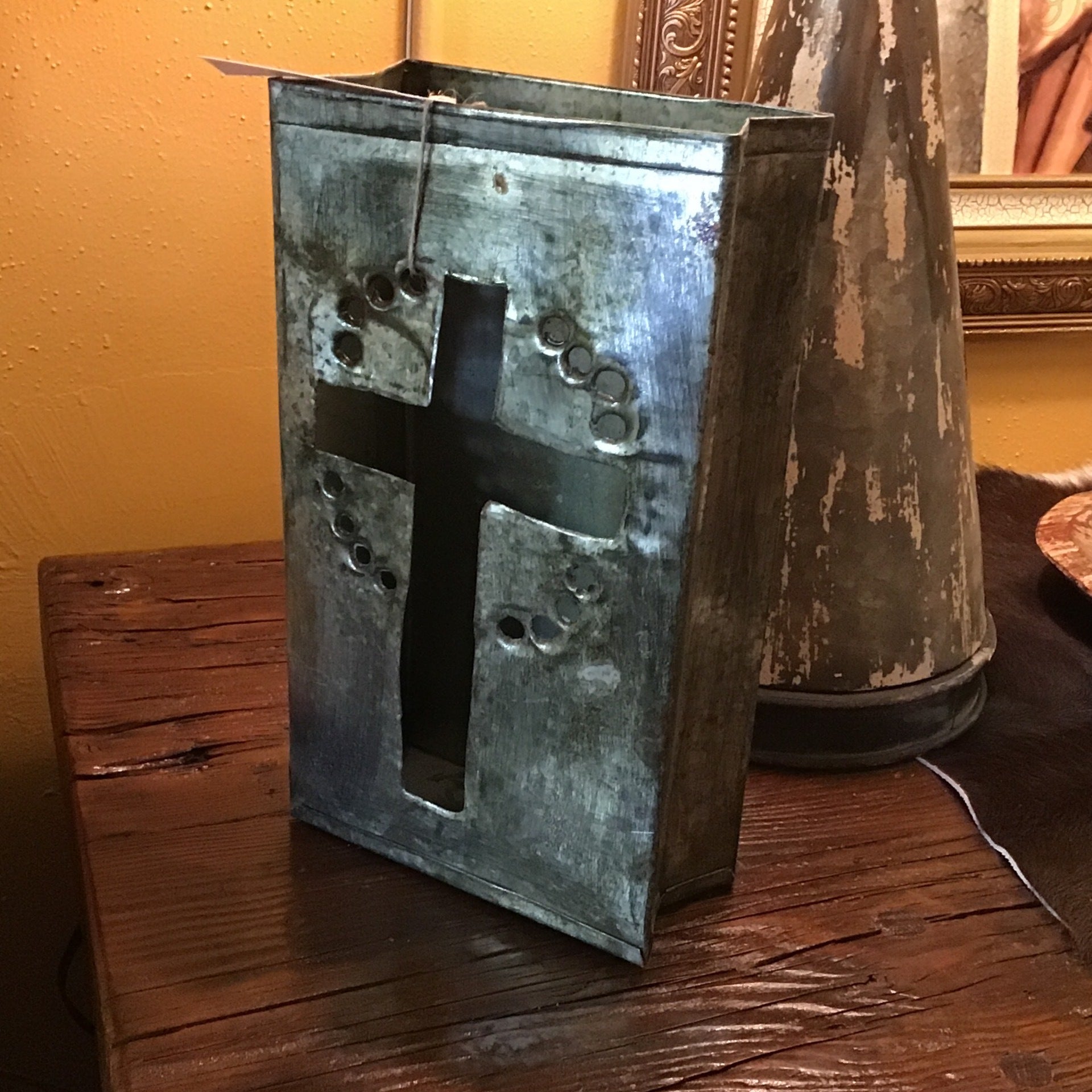 Recycled Metal Cross Luminary | Agave Ranch